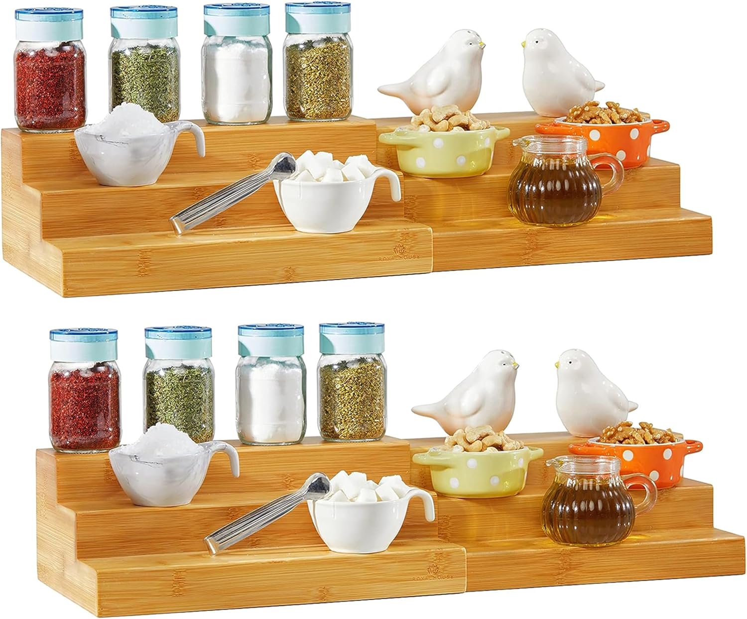 Royal House Bamboo Expandable Spice Rack Organizer, 3-Tier Adjustable ...